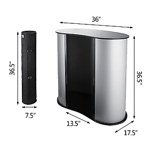 Trade Show Display Black Portable Podium Impact Table Counter Stand Oval Bean