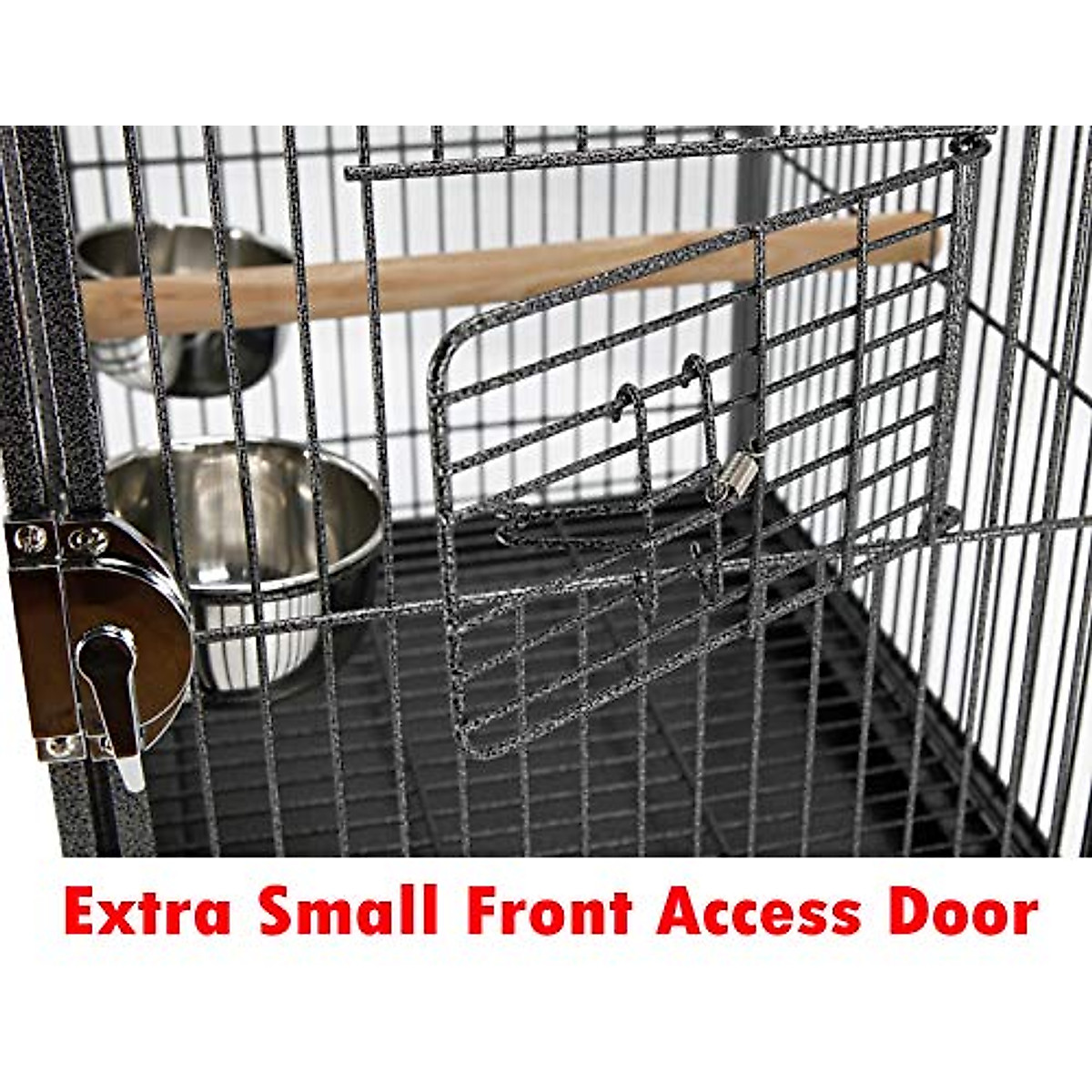 Portable Heavy Duty Travel Bird Parrot Carrier Cage Feeding Bowl Play Stand with Handle