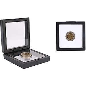 Floating Display Case, sdoot Black 3D Floating Frame Display Holder Stands, 20 Pack 4.3 x 4.3 x 0.8”Challenge Coin Display Stand 3D Coin Display Case, Coin Jewelry Frame for AA Medallions