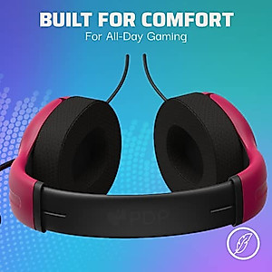 PDP AIRLITE Wired Playstation 5 Headset with Noise Cancelling Boom Microphone: PS5/PS4/PS3 Console/PC (Cosmic Red)