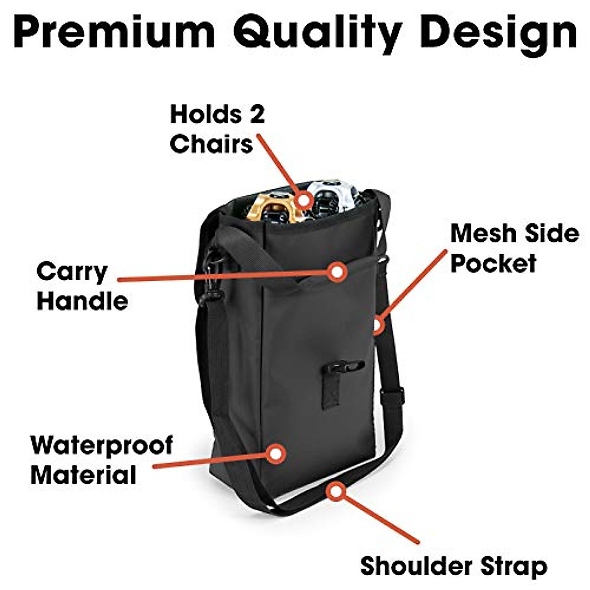 CLIQ 2 Folding Chair Bag for Camping , Carry Bag for Beach Chairs (1 Bag Only)