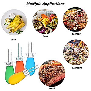 Unves Corn Holders, 8 Pairs Stainless Steel Corn on The Cob with Butter Spreader,Corn Skewers for BBQ Twin Prong Sweetcorn Cooking Fork