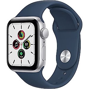 Apple Watch SE (GPS, 40mm) - Silver Aluminum Case with Abyss Blue Sport Band (Renewed)