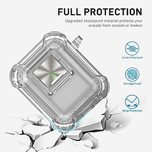 Valkit Compatible Airpods Case Clear with Lock, Soft TPU Air Pod 1/2 Generation Case Shockproof Protective Cover with Keychain iPods 2 Skin for Airpods 1st/2nd Gen Charging Case