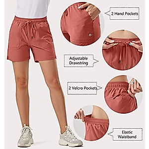 G Gradual Women's 5" Hiking Cargo Shorts Quick Dry Athletic Shorts for Women with Pockets for Golf Workout Walking(Brick Red M)