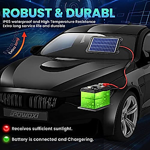 POWOXI Upgraded 7.5W-Solar-Battery-Trickle-Charger-Maintainer-12V Portable Waterproof Solar Panel Trickle Charging Kit for Car, Automotive, Motorcycle, Boat, Marine, RV,Trailer, Snowmobile, etc.