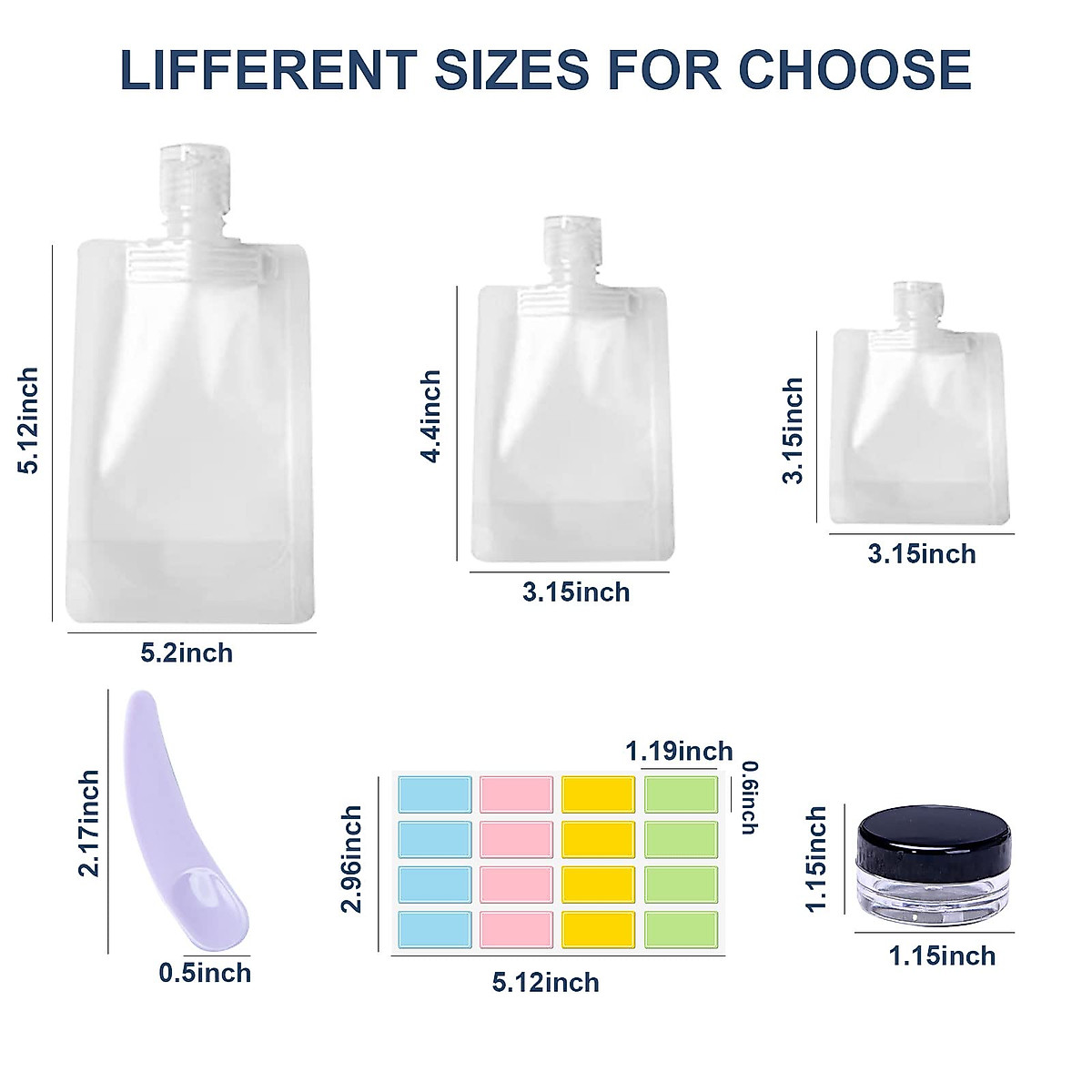 OUFAN Travel Size Pouches for Toiletries,TSA Approved Leak-proof Travel Portable Fluid Packing Bags with Labels for Shampoo, Conditioner, Lotion (20PACK)