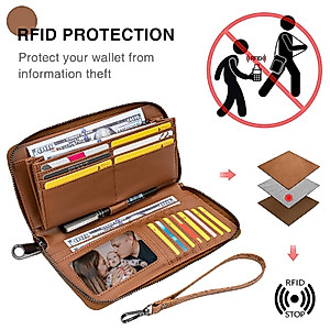 CELELA Western Purse for Women Large Wallets Capacity RFID Card Blocking Christmas Gift Idea Clutch Travel Purse Wristlet Phone Holder Passport with ID Window