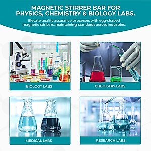 USA Lab Rare Earth Egg Shaped Magnetic Stirrer Bar with Teflon Coat Finish, 280°C High Temperatures Resistance Magnet Mixer Stir Bar for Physics, Chemistry and Biology Labs - 20mm x 64mm