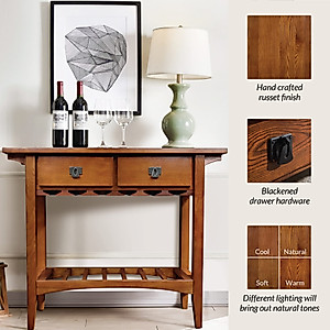 Leick Mission Wine Table with Storage Drawers, Russet Finish