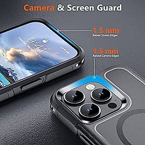 SUPFINE for Magnetic iPhone 14 Pro Case (Compatible with MagSafe) (10 FT Military Dropproof) 2X (Tempered Glass Screen Protector) Non-Slip Phone Case Cover,Black