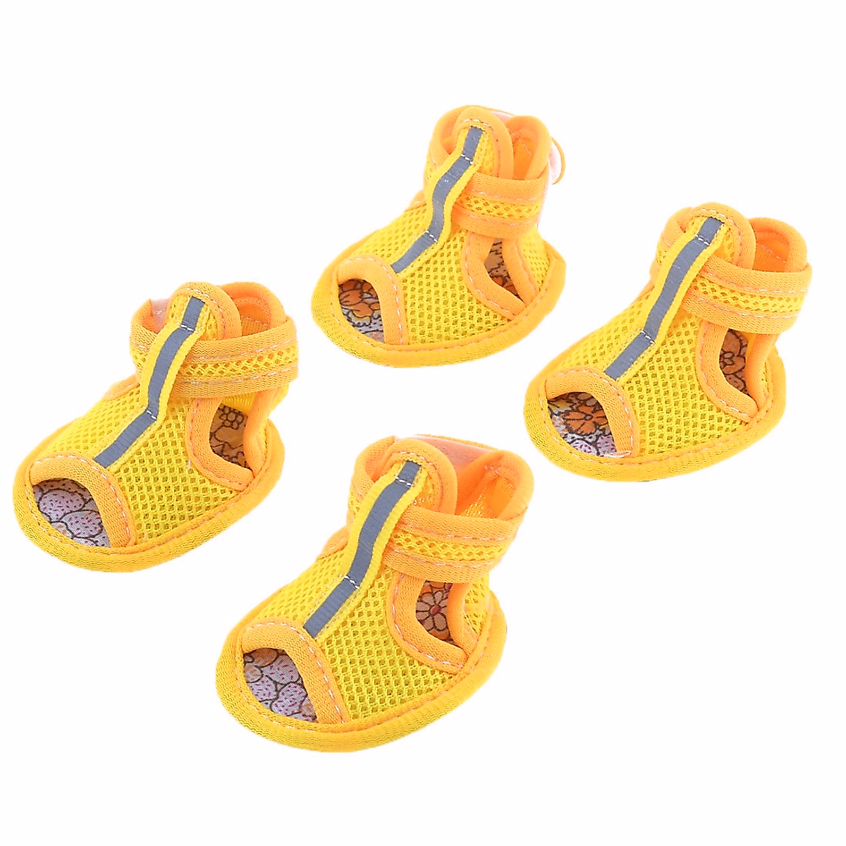 uxcell® 2 Pairs Rubber Sole Yellow Mesh Sandals Yorkie Chihuaha Dog Shoes Size XS