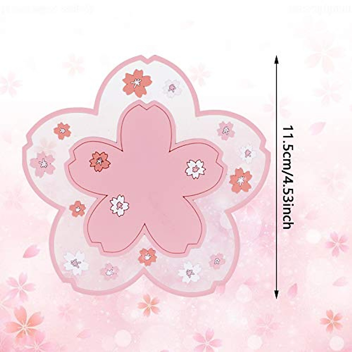 4PCS Kawaii Sakura Cup Coaster, Decor Cup Placemat, Cute Kitchen Pot Bowl Pad Placemat, Cherry Blossom Coaster, Table Cup Mat, Flower Pattern Mug Pink Coasters Set Of 4 for Drinks, Coffee, Tea (4.5in)