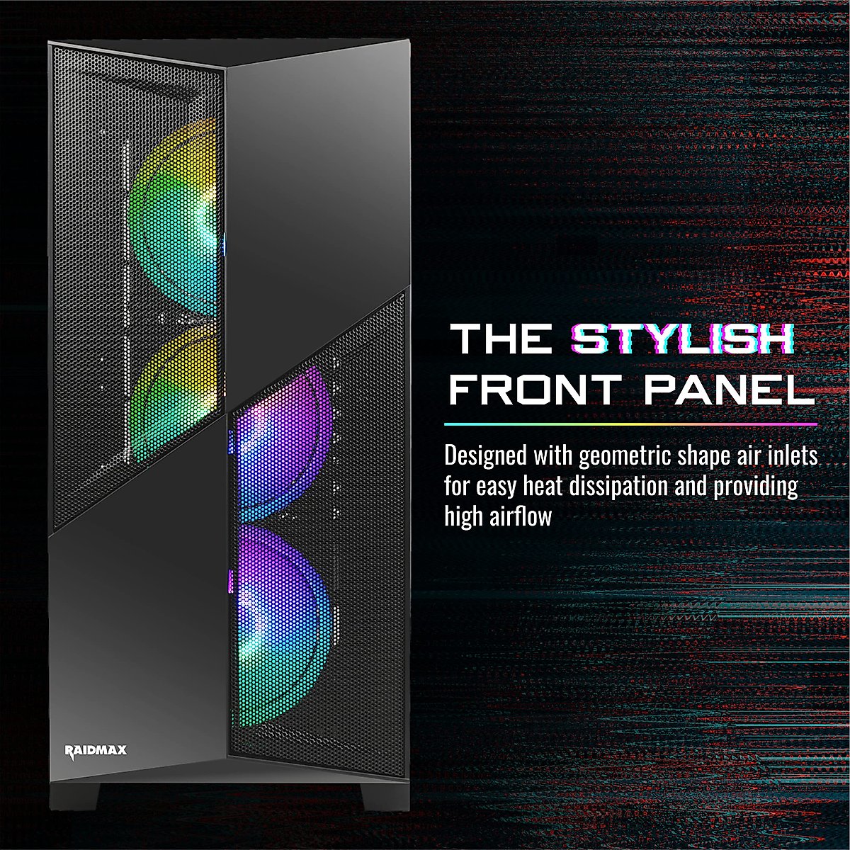Raidmax ATX Desktop Computer Gaming PC Case Mid Tower PC Case with addressable RGB x3 ARGB Fans ATX PC Case USB 3.0 Tempered Glass PC Case Mesh Window Computer Case with 3 ARGB LED Black PC Case -X627