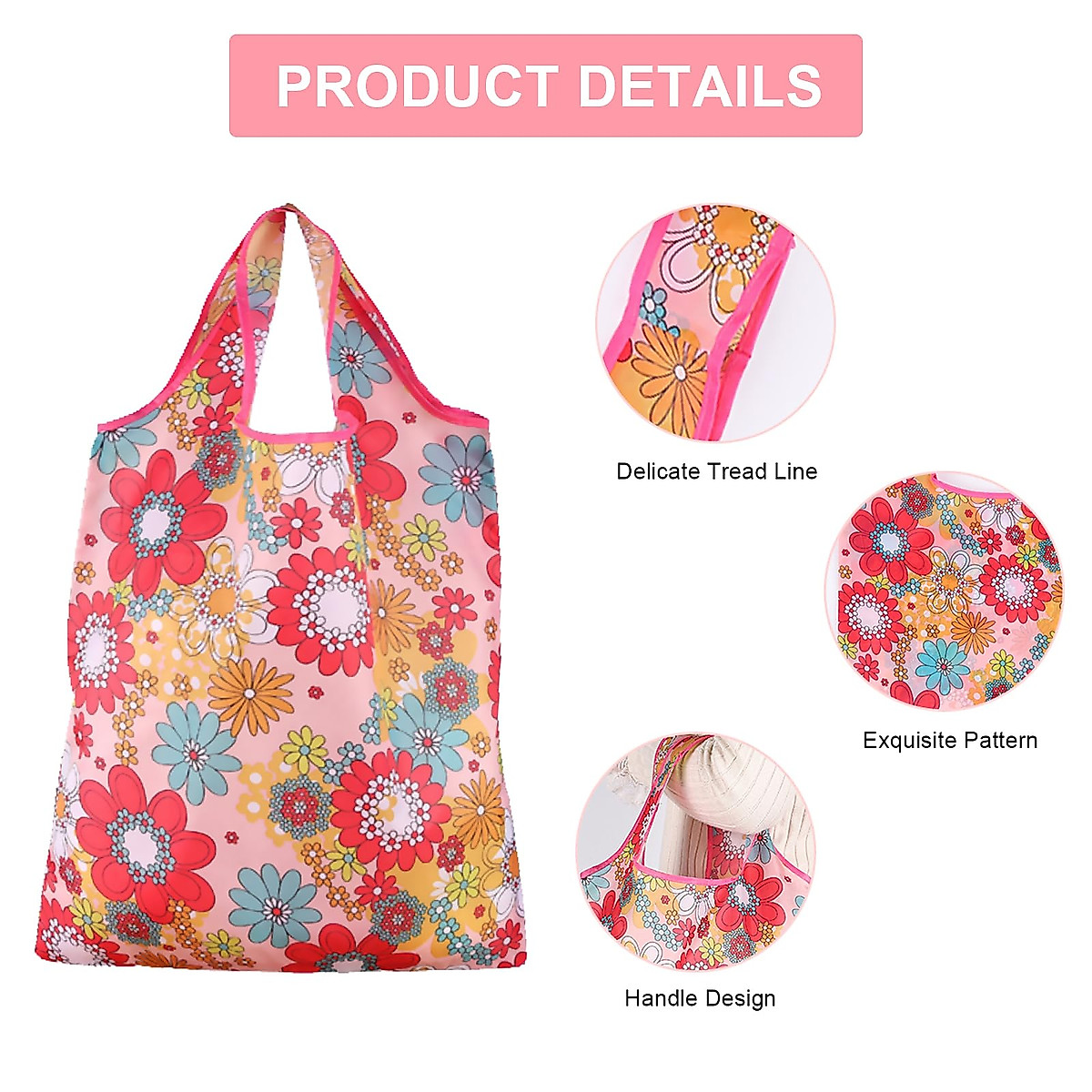 Merkaunis 35 Pack Reusable Floral Grocery Bags Foldable Grocery Bags Machine Washable Bags Grocery Bags Reusable Shopping Bags Waterproof Reusable Grocery Bags Packable Shopping Bags for Shopping