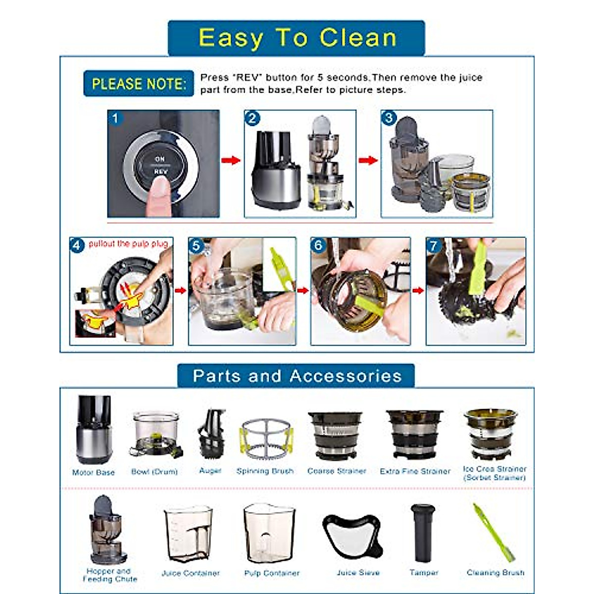 Masticating Juicer,Whole Slow Juicer Extractor by Vitalisci,Cold Press Juicer Machine,Anti-Oxidation for Fruit and Vegetable,Easy to Clean and BPA Free,(300W AC Motor/3.15" Wide Chute/40 RPMs)-Silver