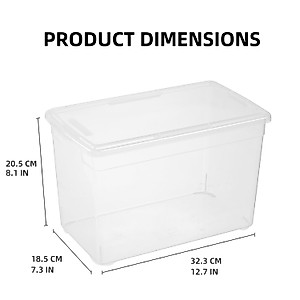 novelinks 6 Pack 12QT Plastic Storage Bins with Lids, Stackable Clear Containers with Latches, Durable Nestable Boxes for Office, Home, Garage, Shoes Organization