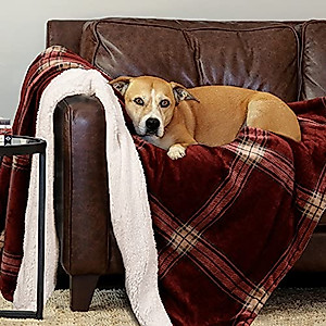 Life Comfort Plush Polyester Blanket 90”x90” Super Soft All Season Premium Luxury Ultimate Sherpa Throw for Bed or Couch, Red Plaid