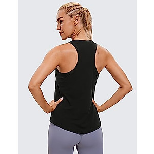 CRZ YOGA Womens Pima Cotton Racerback Workout Tank Tops Lightweight Loose Sleeveless Tops Athletic Gym Shirts Black X-Large