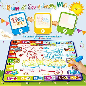 YEEBAY Water Doodle Mat,Learing Toys for 3,4 Year Old Girls/Boys - Mess Free Painting Writing Doodle Activity Mat - Ideal Gifts for Aged 3+ Toddler, Kids
