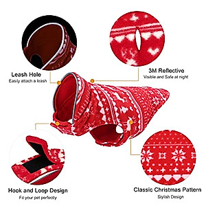 Filhome Christmas Dog Winter Coats Pet Sweater Reversible Dog Jacket Reflective Dog Vest Clothes Cold Weather Christmas Costume Dog Clothes for Small to Medium Sized Dogs and Cats（L）