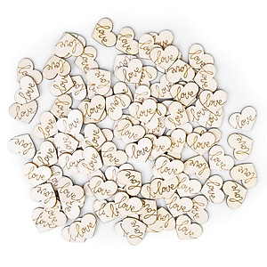 Andaz Press Engraved Wood Heart Confetti, Love, 100-pack, Wood Confetti Hearts For Wedding Engagement Party Confetti, Bridal Shower Confetti For Tables, Bridal Shower Table Decorations