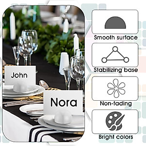 Geyoga 50 Pcs Table Number Holder Round Table Number Stands Modern Place Card Holders White Table Number Holders Wood Table Number Clips for Wedding Reception Anniversary Party Events Banquet Picture