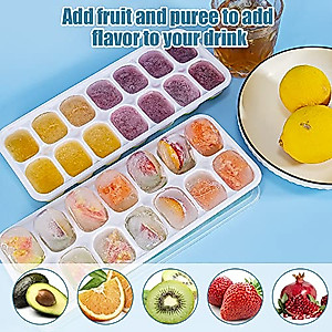 Ice Cube Trays, Easy-Release & Flexible 14-Ice Cube Trays with Spill-Resistant Removable Lid, Ice Trays for Freezer,Silicone Ice Cube Tray,Super Easy Release Stackable BPA Free for Drinks & Cocktail