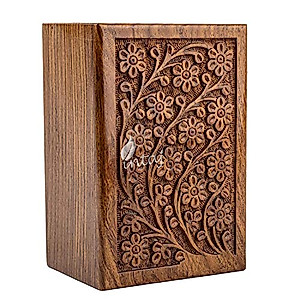 INTAJ Handmade Tree of Life Urns for Human Ashes, Adult Large Cremation Urns, Funeral Urns Engraved, Burial Urns - 185 lbs (L (9x6x5) 185 Cu/in, Tree of Life)