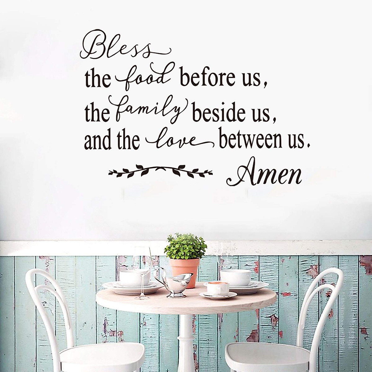 Summerjokes Bless The Food Before us, The Family Beside us, and The Love Between us Funny Inspiring Wall Sticker Decal Vinyl Sticker, Faith Family Living Room Kitchen Bedroom Photo Wall Art Wall Decoration