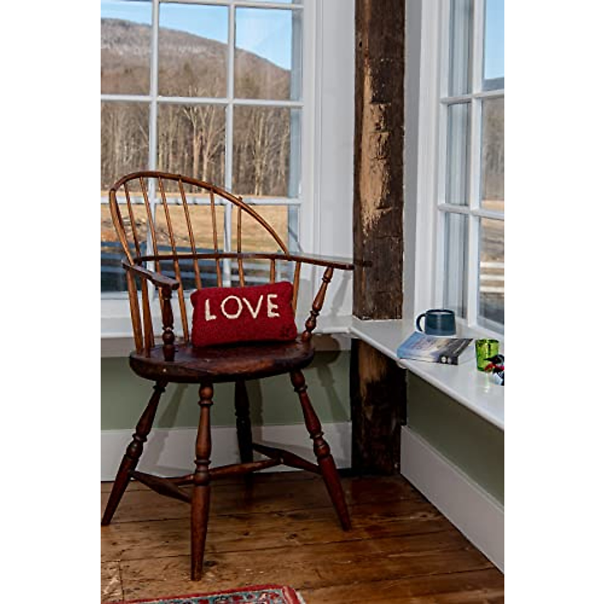 Chandler 4 Corners Artist-Designed Love Hand-Hooked Wool Decorative Throw Pillow (8” x 12”) Valentine's Day Pillow for Couches & Beds - Easy Care, Low Maintenance Love in Red Pillow for Anniversaries