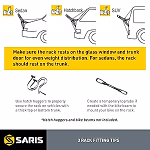 Saris Solo 1-Bike Trunk Rack - Zero Adjustments, Easy Install, 100% Recyclable Plastic Frame and Non-Rusting Material, Compact Solo Trunk Mounted Bicycle Rack