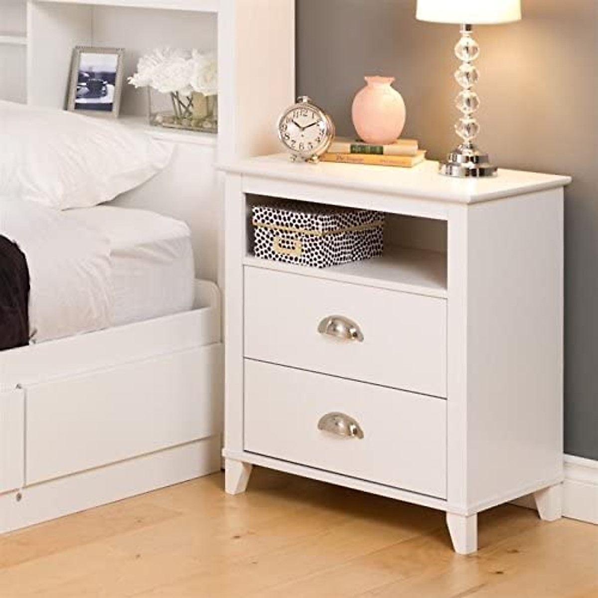 Prepac Yaletown 2-Drawer Tall Nightstand, White