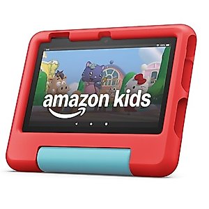 Amazon Fire 7 Kids tablet (newest model) ages 3-7. Top-selling 7" kids tablet on Amazon. Includes ad-free and exclusive content, easy parental controls, 10-hr battery, 16 GB, Red