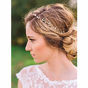 Catery Bride Wedding Headband Pearl Hair Vine Braid Headpieces Bridal Hair Accessories for Women(Sliver)