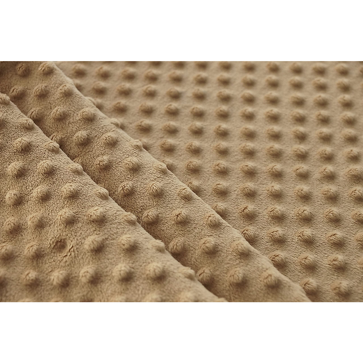 Camel Brown Minky Bubble Dimple Dot Plush Fur Fabric Polyester 58-60"