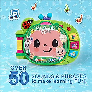 Just Play CoComelon Learning Book Interactive Toy for Toddlers with 3 Learning Modes, Music, Numbers, Animal Sounds, 50 Learning Phrases, Ages 18+ Months, Kids Toys for Ages 18 Month,Multi-color