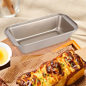 2 Pcs Bread Mold Rectangle Carbon Steel 10 x 5.2 x 2.4 inch Nonstick Coating Loaf Pan Bread Cake Mold for Home Kitchen,Baking Bread(Gold)