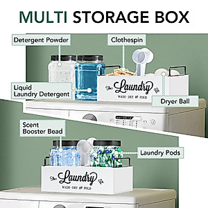 Laundry Pods Container for Laundry Room Organization, Laundry Detergent Dispenser with 2 Plastic Jars and 2 Scoops, Scent Booster Container Storage Box, Laundry Pod Holder for Laundry Room Decor