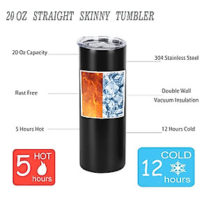 Wzaytia 4 Pack 20 Oz Straight Skinny Tumblers,Individually Gift Boxed Stainless Steel Slim Skinny Tumbler Set Bulk, 20 Oz Insulated Slim Thin Travel Tumbler Cup for Diy, Black