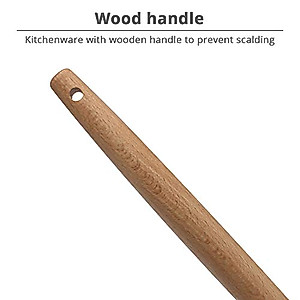 KUFUNG Silicone Ladle Spoon, Wooden Handle Seamless & Nonstick Kitchen Soup Ladle, BPA-free & Heat resistant up to 480°F, Silicone Kitchen Cooking Utensils Baking Tool (Grey)