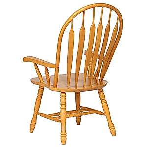 Sunset Trading Selections Comfort Windsor Dining Chair with Arms Light Oak Solid Wood Armchair