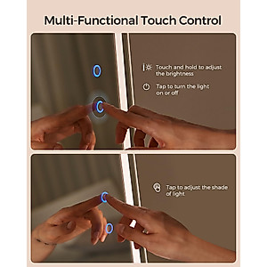 SONGMICS LED Mirror Jewelry Cabinet Standing, Lockable Jewelry Armoire with Full-Length Mirror and Adjustable LED Lights, Space-Saving Jewelry Organizer with Mirror, Gift Idea, Cloud White UJJC008W01