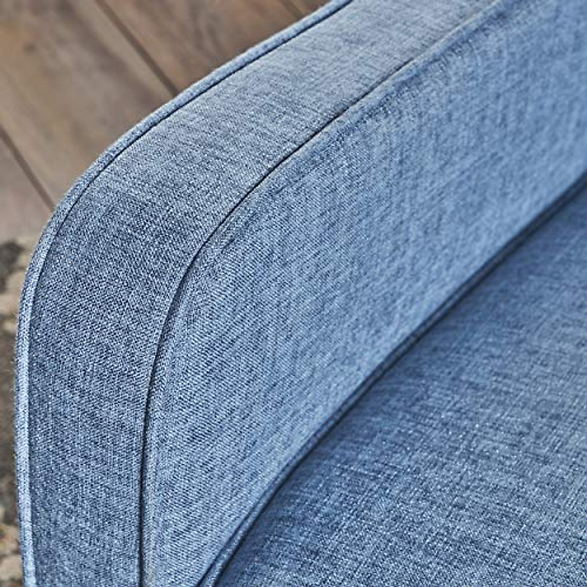 GDFStudio Christopher Knight Home Calliope Buttoned Fabric Reclining Loveseat, Muted Blue / Black