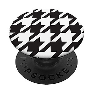 Houndstooth Black and White Pattern Print PopSockets PopGrip: Swappable Grip for Phones & Tablets