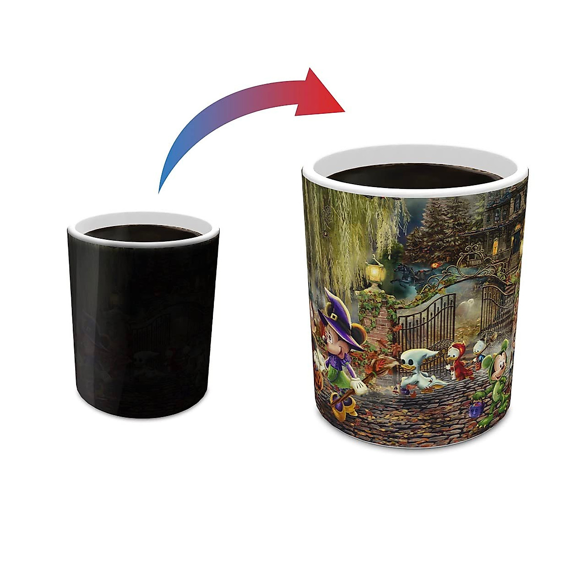 Morphing Mugs Disney – Mickey and Minnie Halloween Fun – Thomas Kinkade Studios - One 11 oz Color Changing Ceramic Mug – Image Revealed When HOT Liquid Is Added!