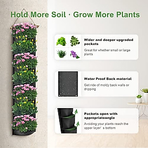 iPower Hanging Vertical Wall Planter 7 Pockets Upgraded Deeper Waterproof Herb Flower Growing Pouch Felt Cloth, for Yard Garden Courtyard Fence Home, Balcony Office Decoration