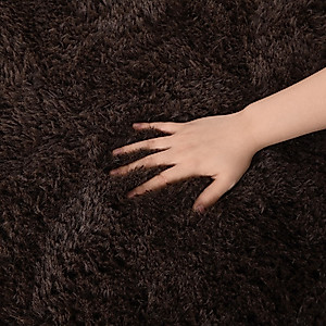DETUM Dark Brown Runner Rug 2X6 for Hallyway Entryway Kitchen Fluffy Area Rugs for Bedroom Soft Kids Room Rugs Machine Washable Nonslip Carpets Modern Home Decoration