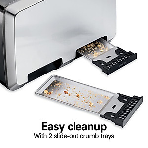 Hamilton Beach 4 Slice Toaster with Extra-Wide Slots, Bagel Setting, Toast Boost, Slide-Out Crumb Tray, Auto-Shutoff & Cancel Button, Stainless Steel (24798)