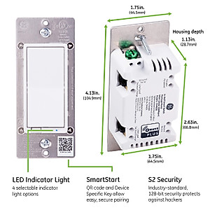 Enbrighten Z-Wave Smart Rocker Light Switch with QuickFit and SimpleWire, 3-Way Ready, Works with Alexa, Google Assistant, ZWave Hub Required, Repeater/Range Extender, White & Light Almond, 46201